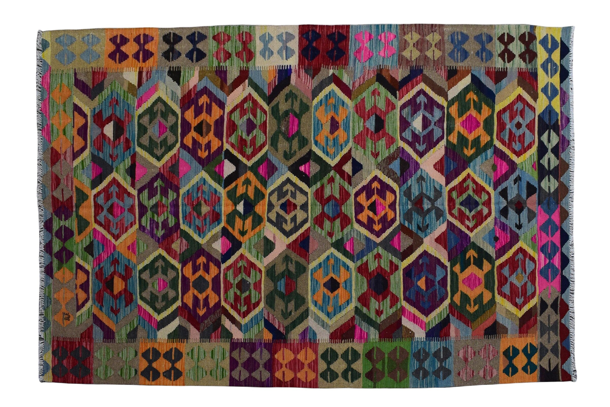 5x6 Turkish Vintage Kilim Rug – Handmade Wool Flatweave Carpet for Liv